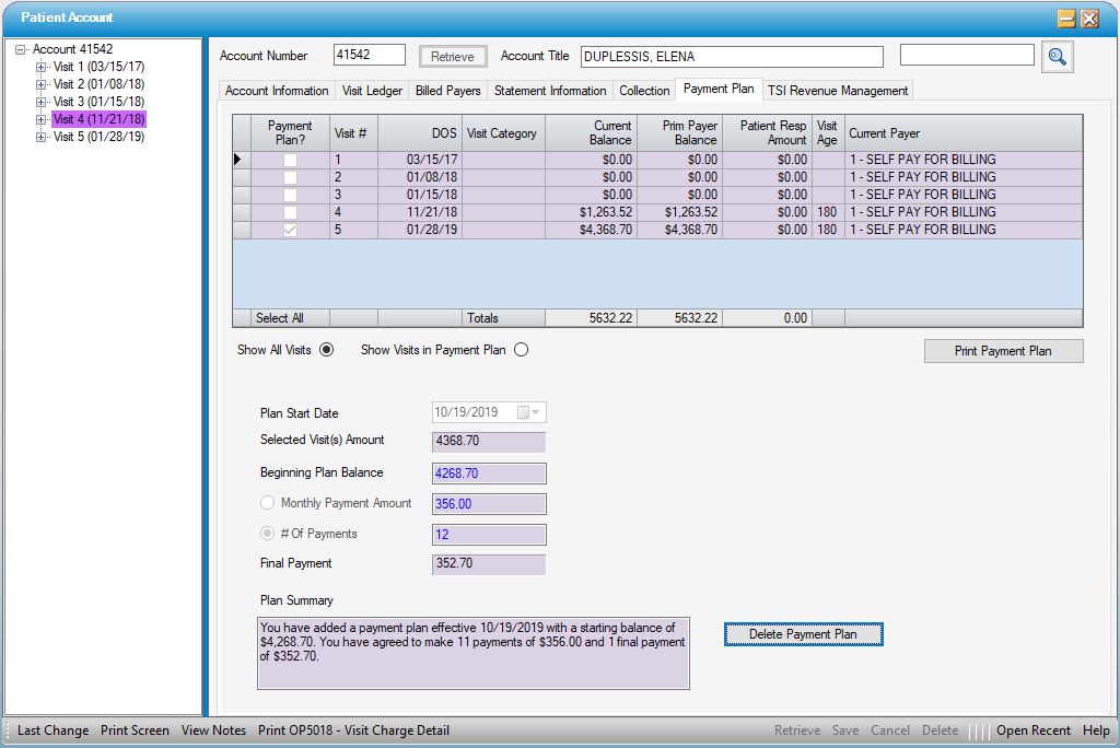 Payment Plan Tab